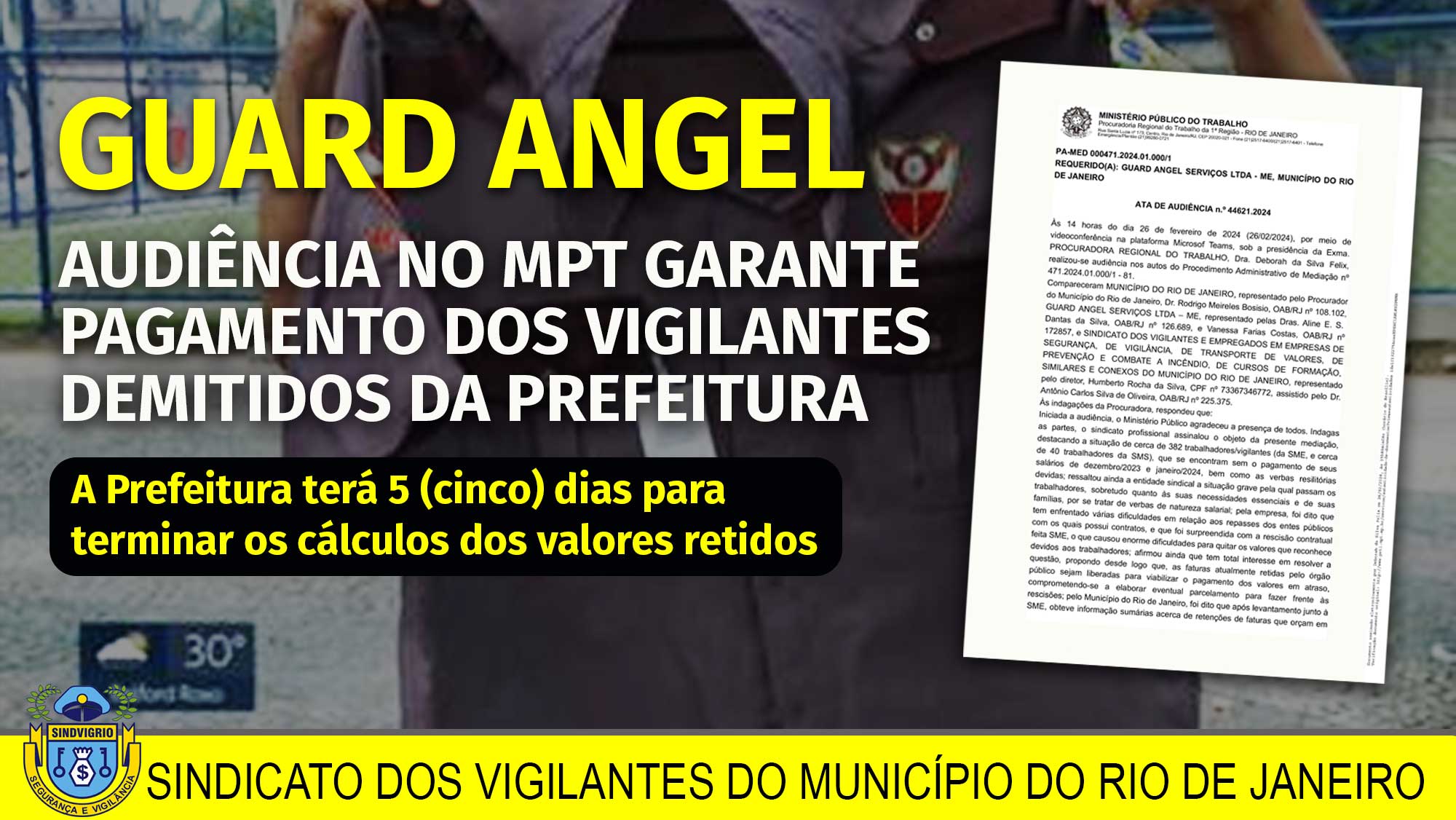 GUARD ANGEL: AUDIÊNCIA NO MPT GARANTE PAGAMENTO DOS VIGILANTES ...